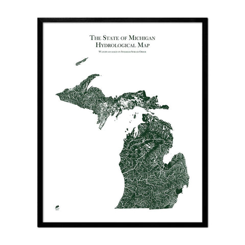 Michigan Hydrology Series Map | Map of rivers, streams & more – Muir Way