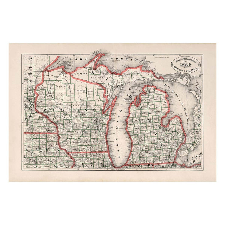 Michigan and Wisconsin 1883 Map – Muir Way