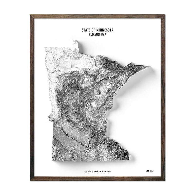 Shop Minnesota Relief Maps | Hydrological & Elevation Map Prints - Muir Way