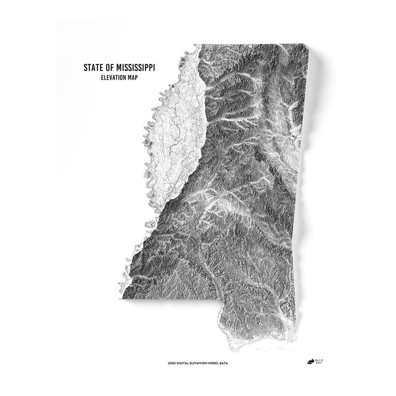 Mississippi Elevation Map - Muir Way