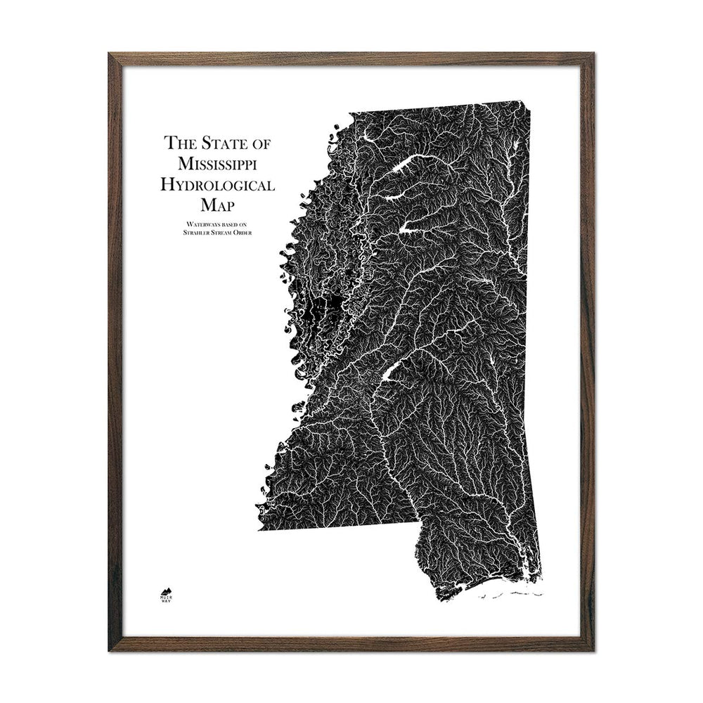 Mississippi Relief Map Prints | Hydrological & Elevation Maps - Muir Way