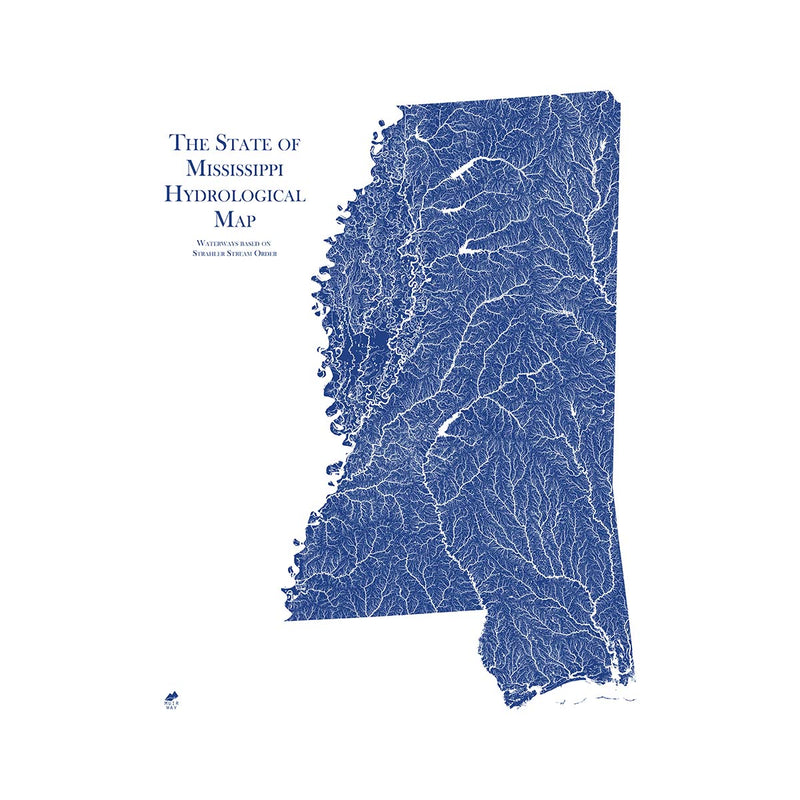 Mississippi Hydrology Series Map | Map of rivers, streams & more - Muir Way