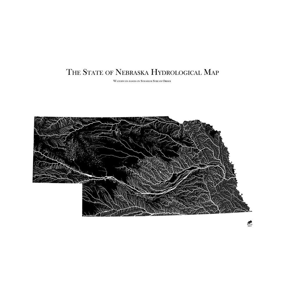 Nebraska Hydrology Series Map | Map of rivers, streams & more – Muir Way