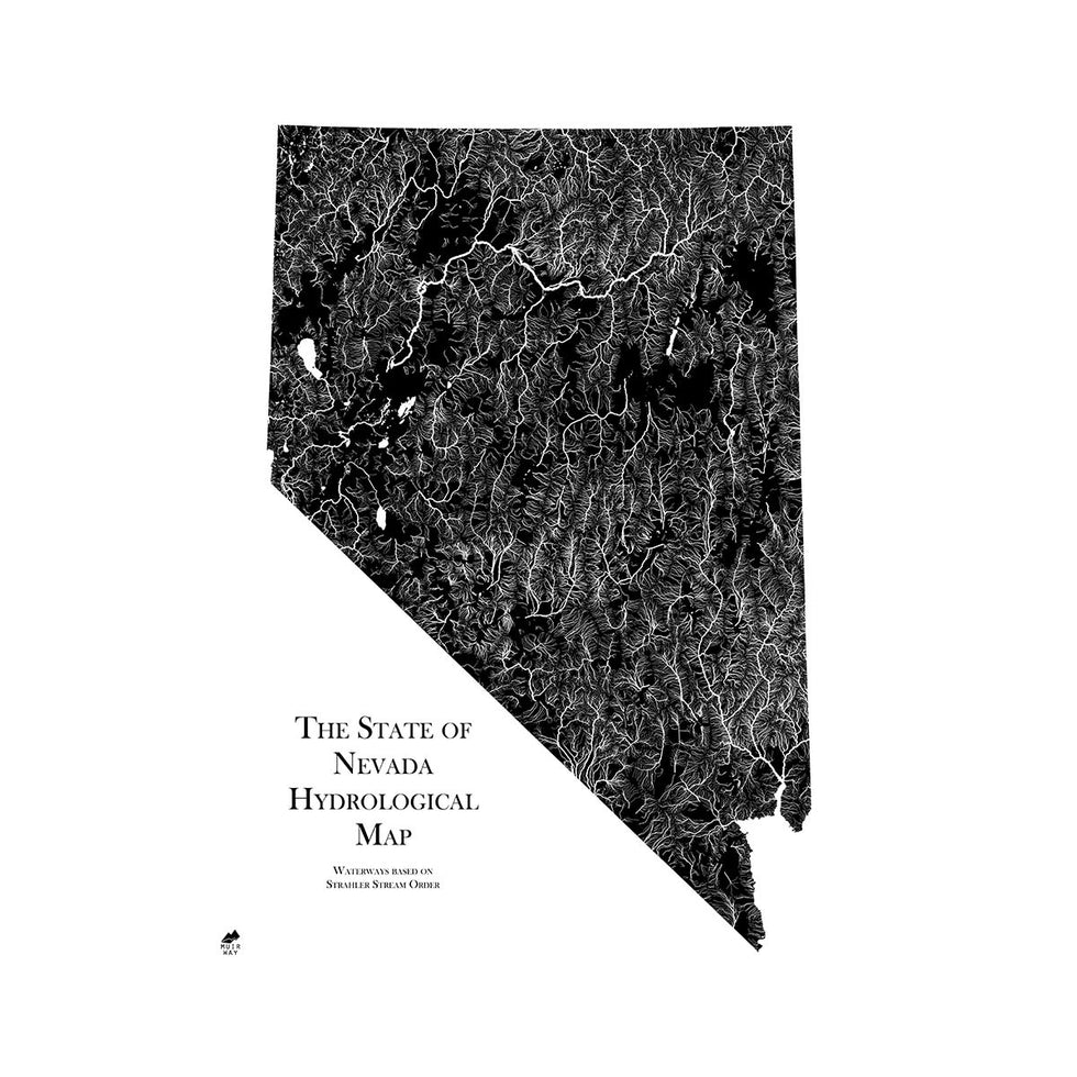 Nevada Hydrology Series Map | Map of rivers, streams & more – Muir Way