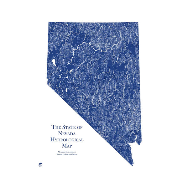 Nevada Hydrology Series Map | Map of rivers, streams & more - Muir Way