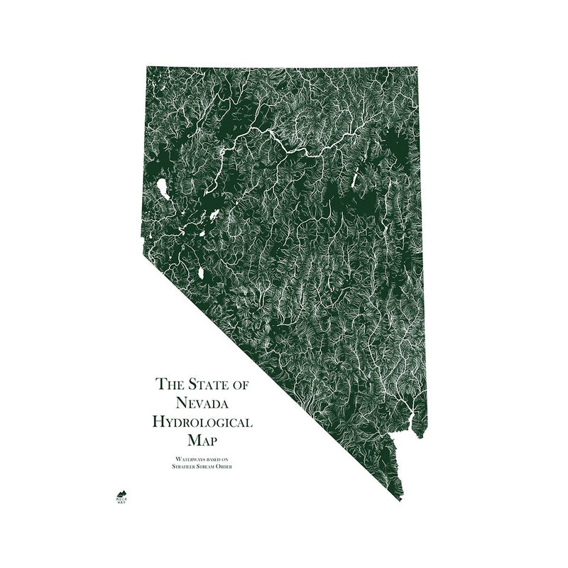 Nevada Hydrology Series Map | Map of rivers, streams & more - Muir Way