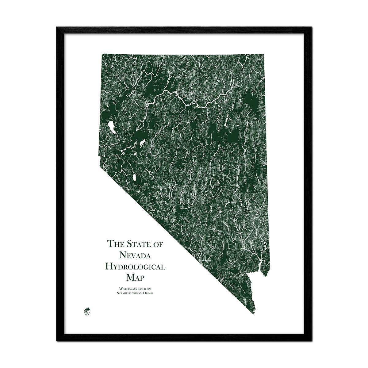 Nevada Hydrology Series Map | Map of rivers, streams & more - Muir Way