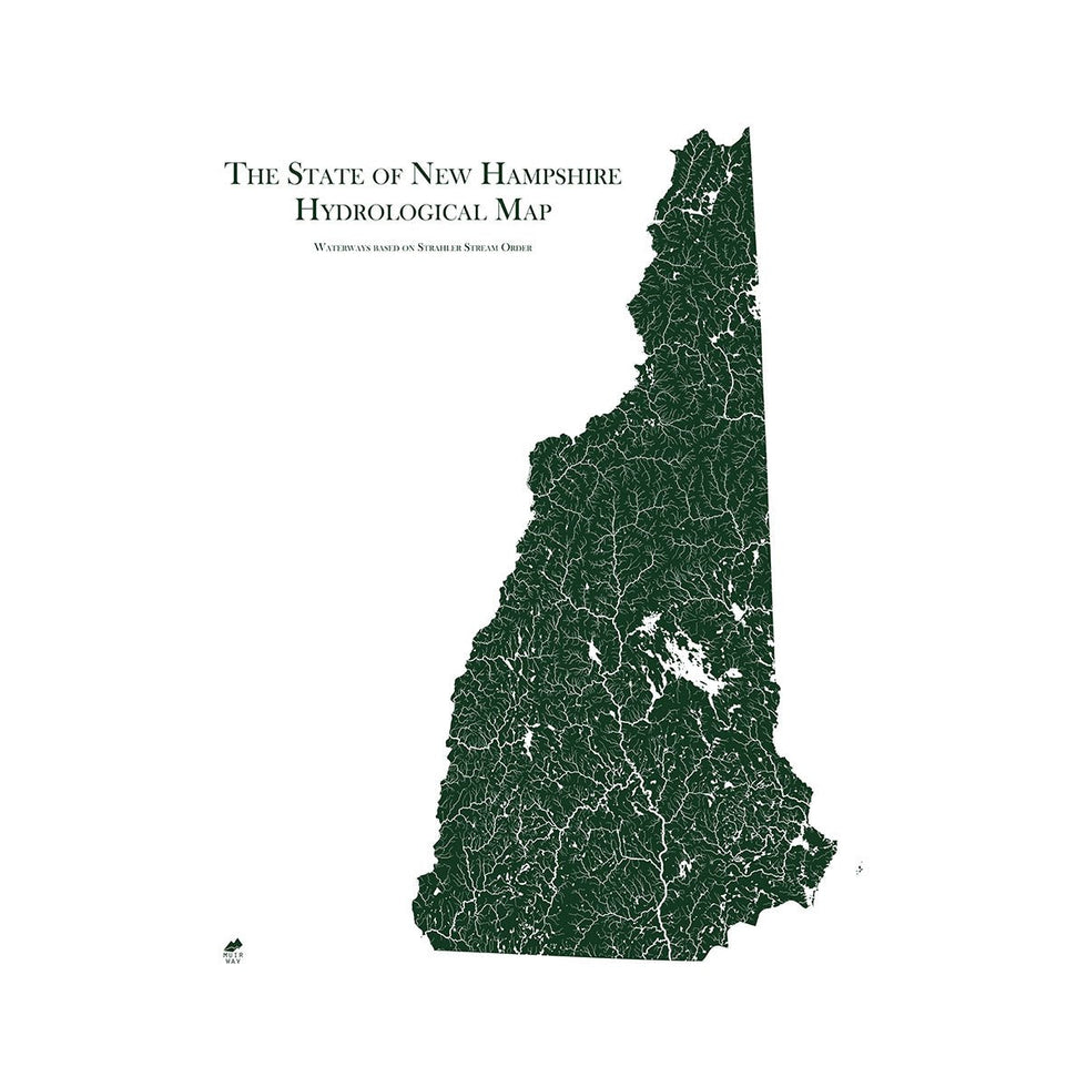 New Hampshire Hydrology Series Map | Map of rivers, streams & more ...