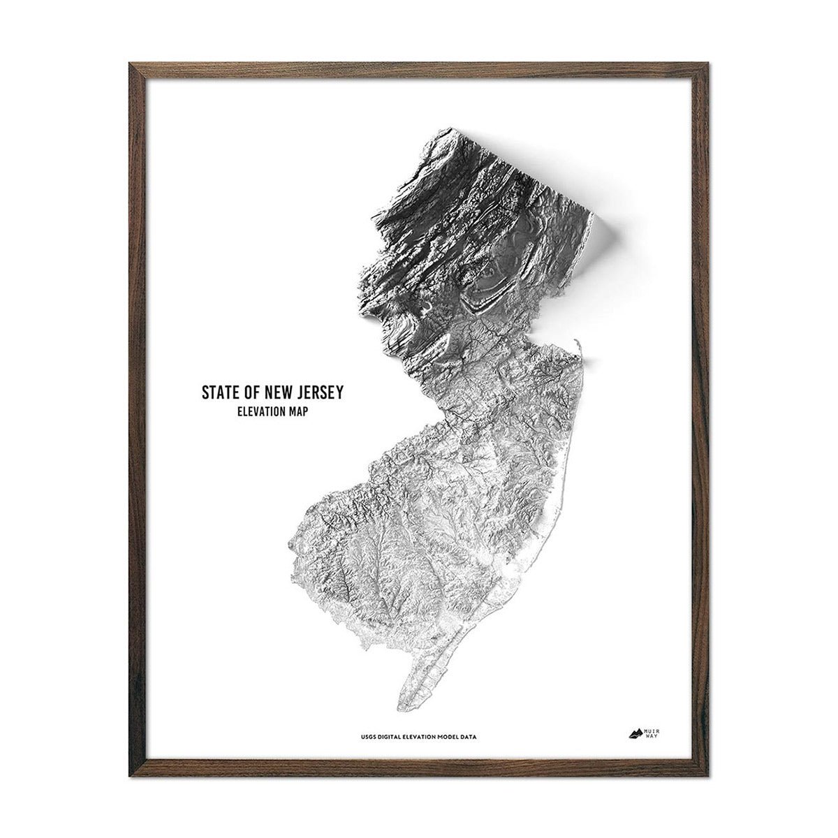 New Jersey Relief Maps | Elevation & Hydrological Maps - Muir Way