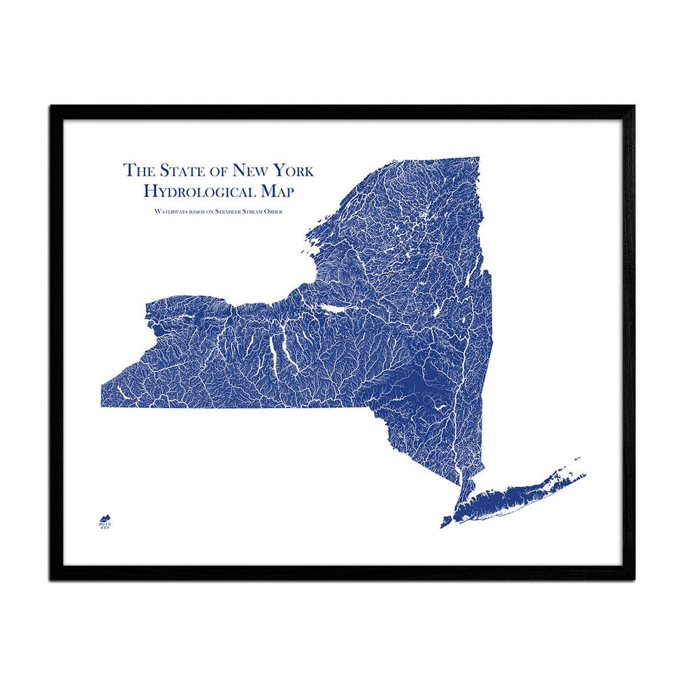 New York Hydrology Series Map | Map of rivers, streams & more – Muir Way