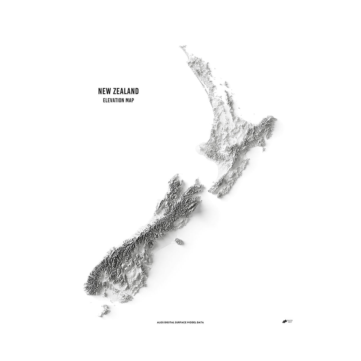New Zealand Elevation Map - Muir Way