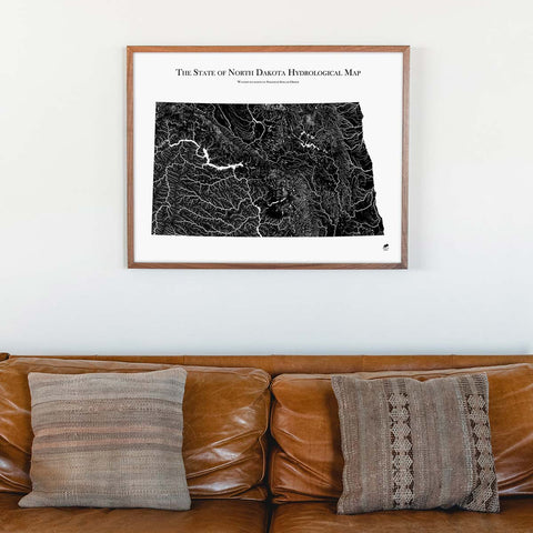 North Dakota Hydrology Series Map | Map of rivers, streams & more ...