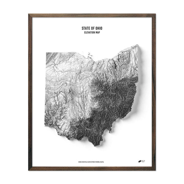 Ohio Relief Maps | Elevation & Hydrological Map Prints - Muir Way