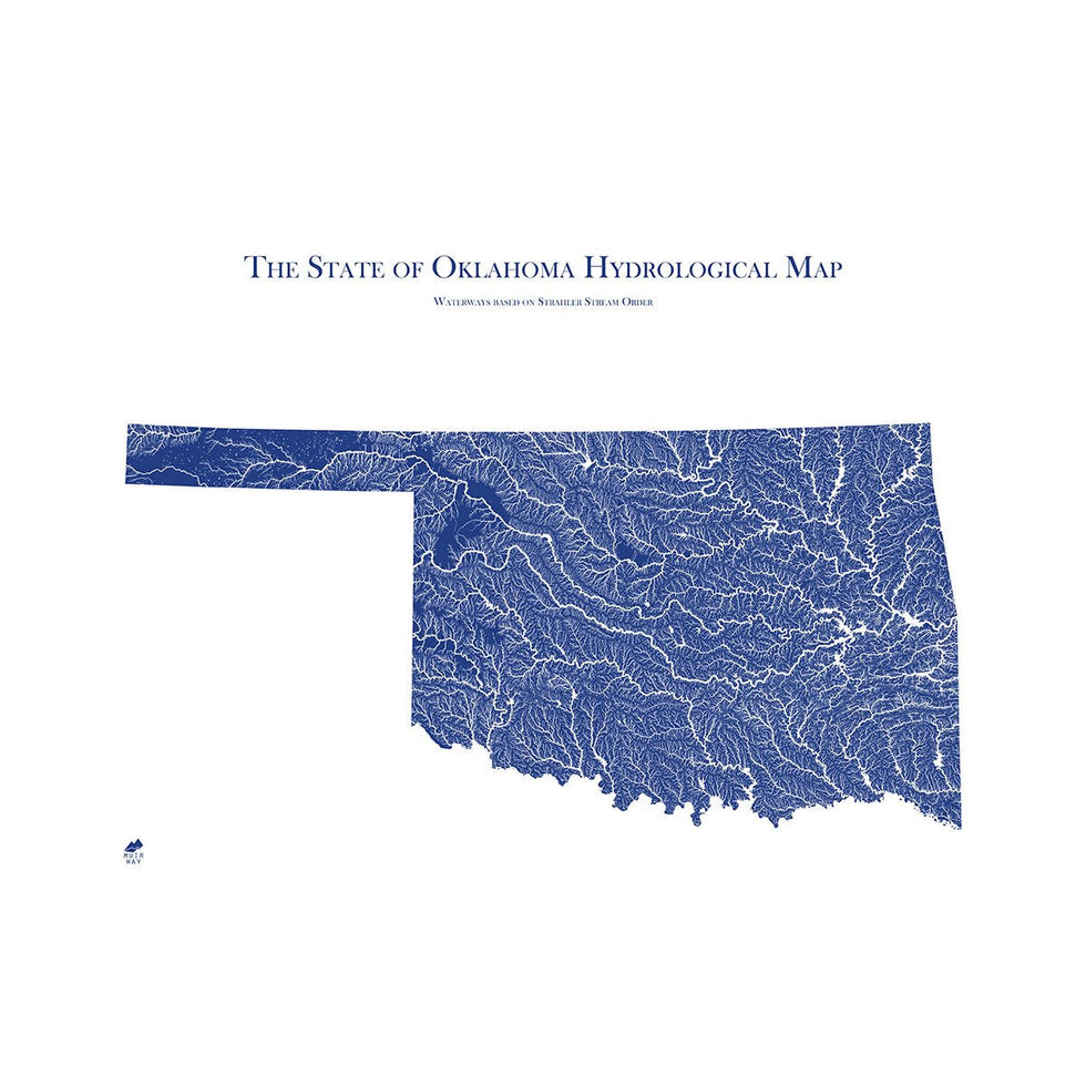 Oklahoma Hydrology Series Map | Map of rivers, streams & more – Muir Way