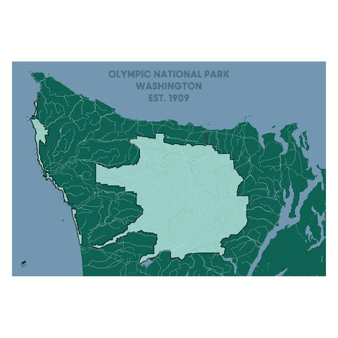 Olympic National Park Poster National Park Map Muir Way