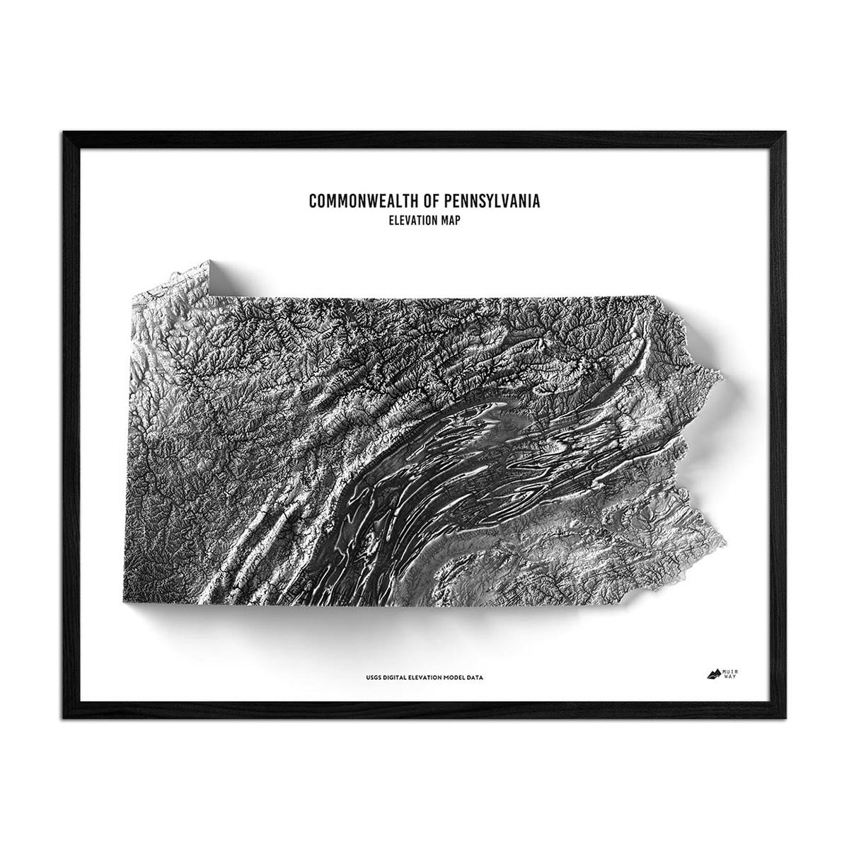 Pennsylvania Elevation Map - Muir Way