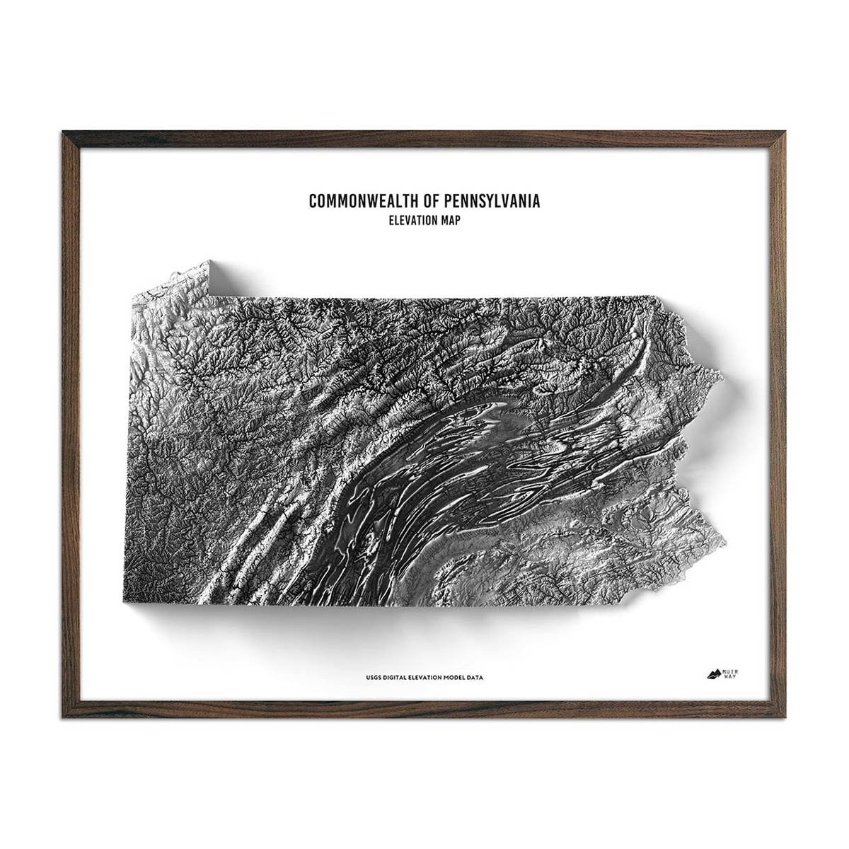 Pennsylvania Relief, Hydrological, and Elevation Maps - Muir Way