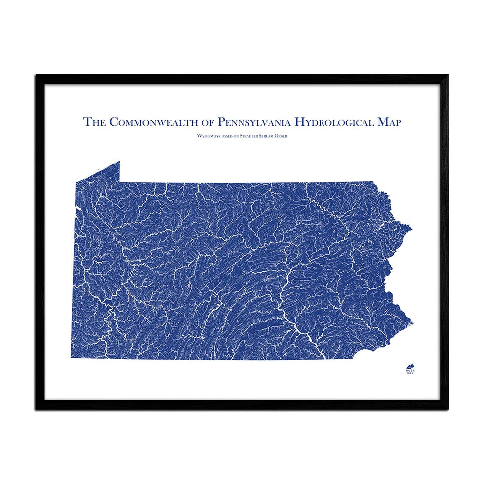 Pennsylvania Hydrology Series Map | Map of rivers, streams & more ...