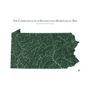 Pennsylvania Hydrology Series Map | Map of rivers, streams & more ...