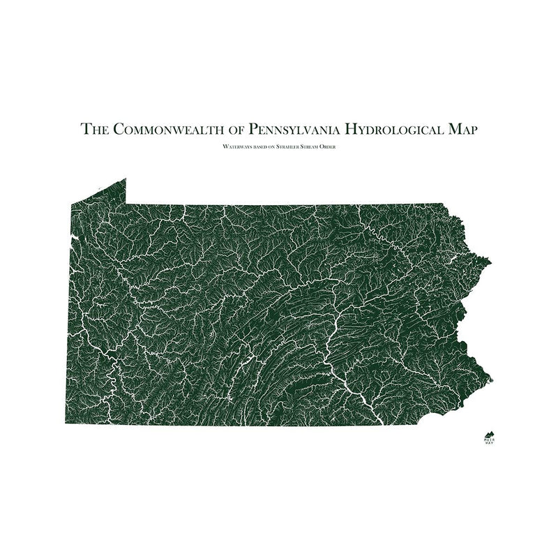 Pennsylvania Hydrology Series Map | Map of rivers, streams & more ...