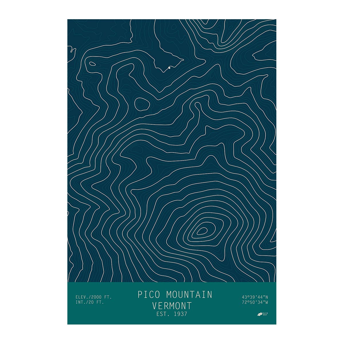 Pico Mountain, Vermont-TOPO Series Map - Muir Way