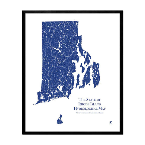 Rhode Island Hydrology Series Map | Map of rivers, streams & more ...