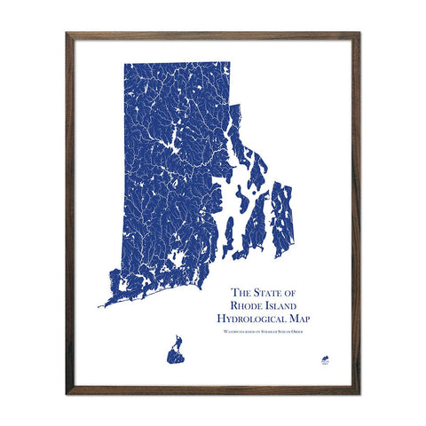 Rhode Island Hydrology Series Map | Map of rivers, streams & more ...