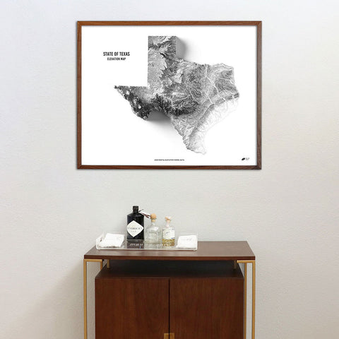 Texas Elevation Map | Print with Relief Map Shading – Muir Way
