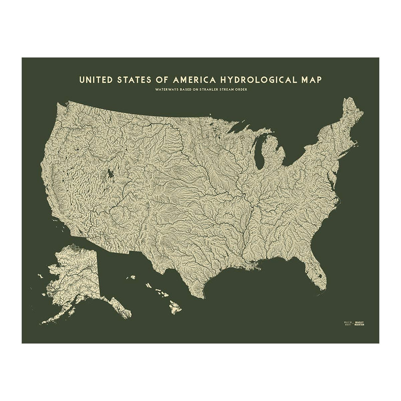 USA Hydrological Map – Canvas Green - Muir Way