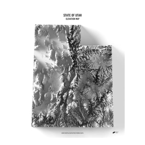 Buy a Utah Elevation Map Print | Museum Quality from Muir Way