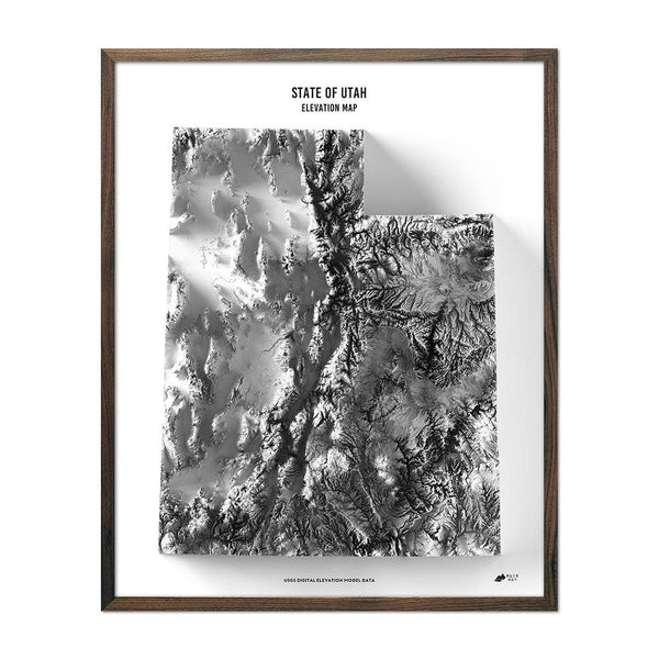 Buy a Utah Elevation Map Print | Museum Quality from Muir Way