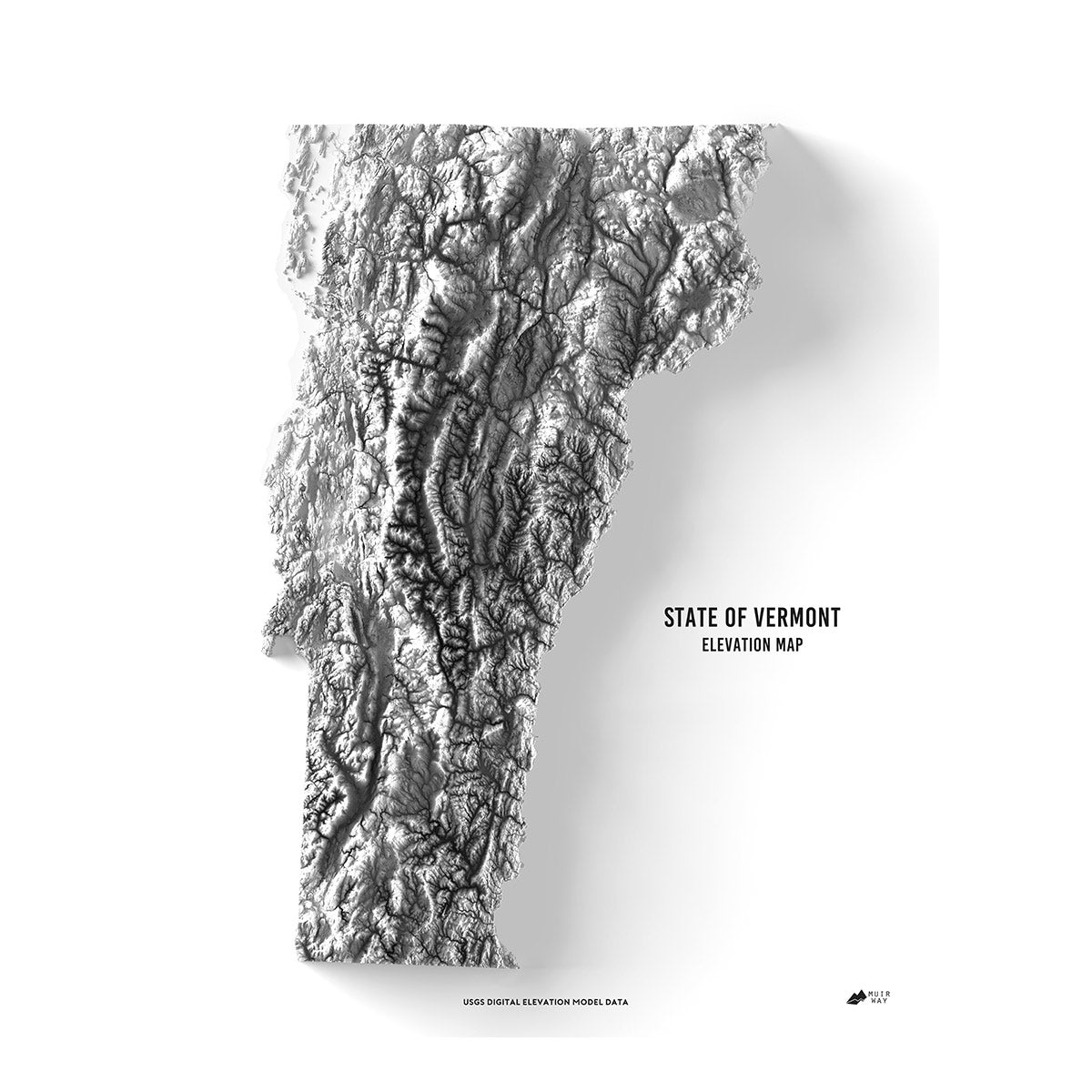 Vermont Elevation Map - Muir Way