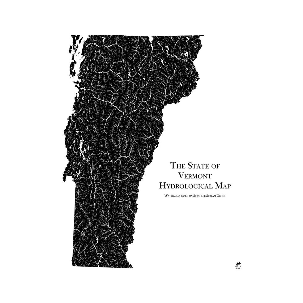 Vermont Hydrology Series Map | Map of rivers, streams & more – Muir Way