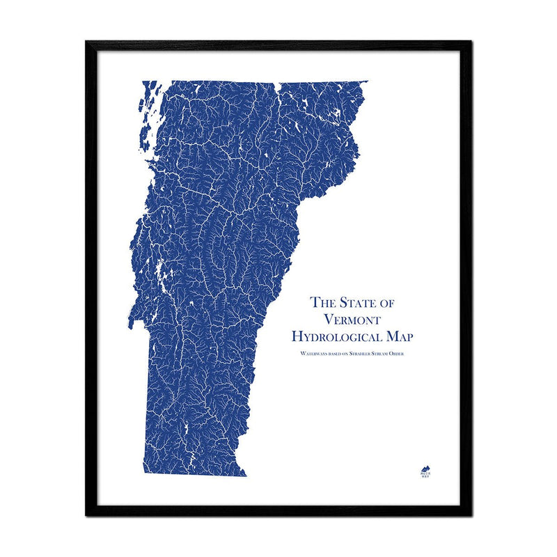 Vermont Hydrology Series Map | Map of rivers, streams & more - Muir Way