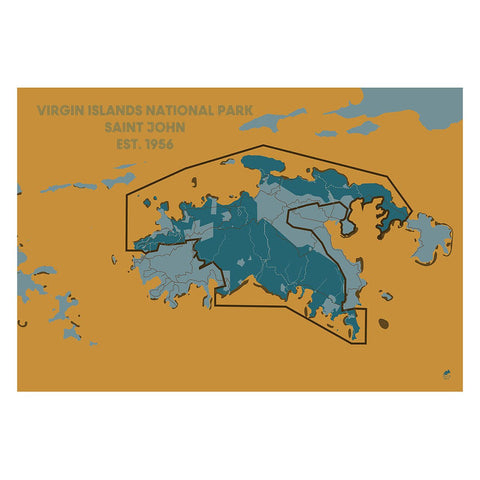 Virgin Islands National Park Poster | National Park Map | Muir Way