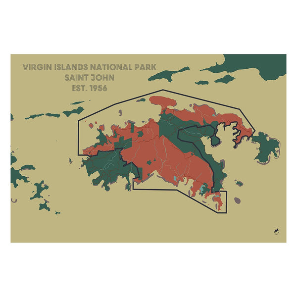 Virgin Islands National Park Poster | National Park Map | Muir Way