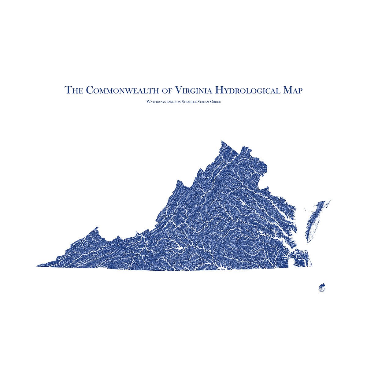Virginia Hydrology Series Map | Map of rivers, streams & more - Muir Way
