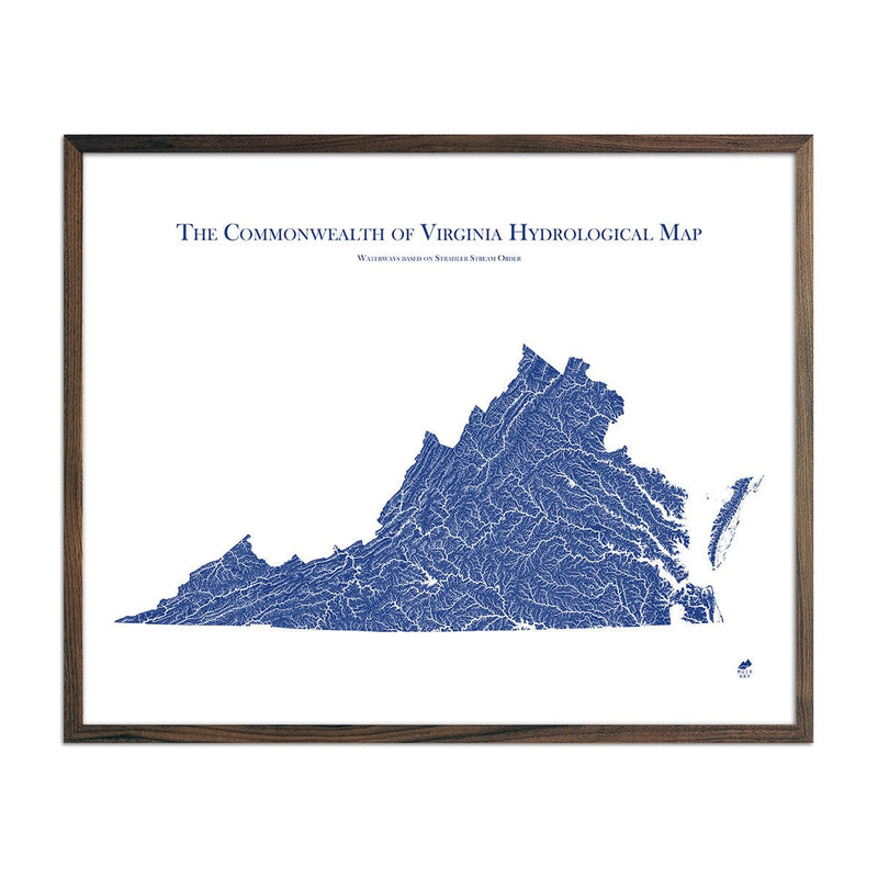 Virginia Hydrology Series Map | Map of rivers, streams & more - Muir Way