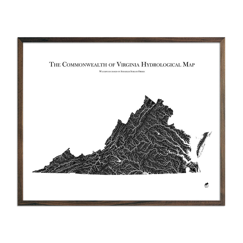 Virginia Hydrology Series Map | Map of rivers, streams & more - Muir Way