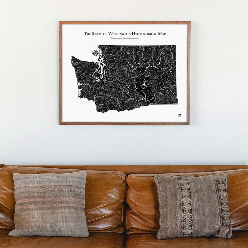 Washington Hydrology Series Map | Map of rivers, streams & more - Muir Way