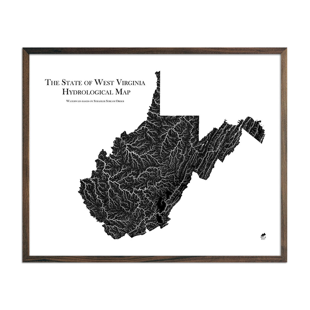 West Virginia Relief, Hydrological, and Elevation Map Prints - Muir Way