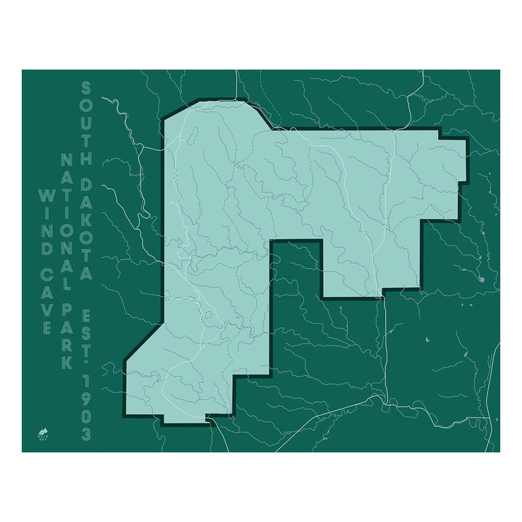 Wind Cave National Park Poster | National Park Map | Muir Way