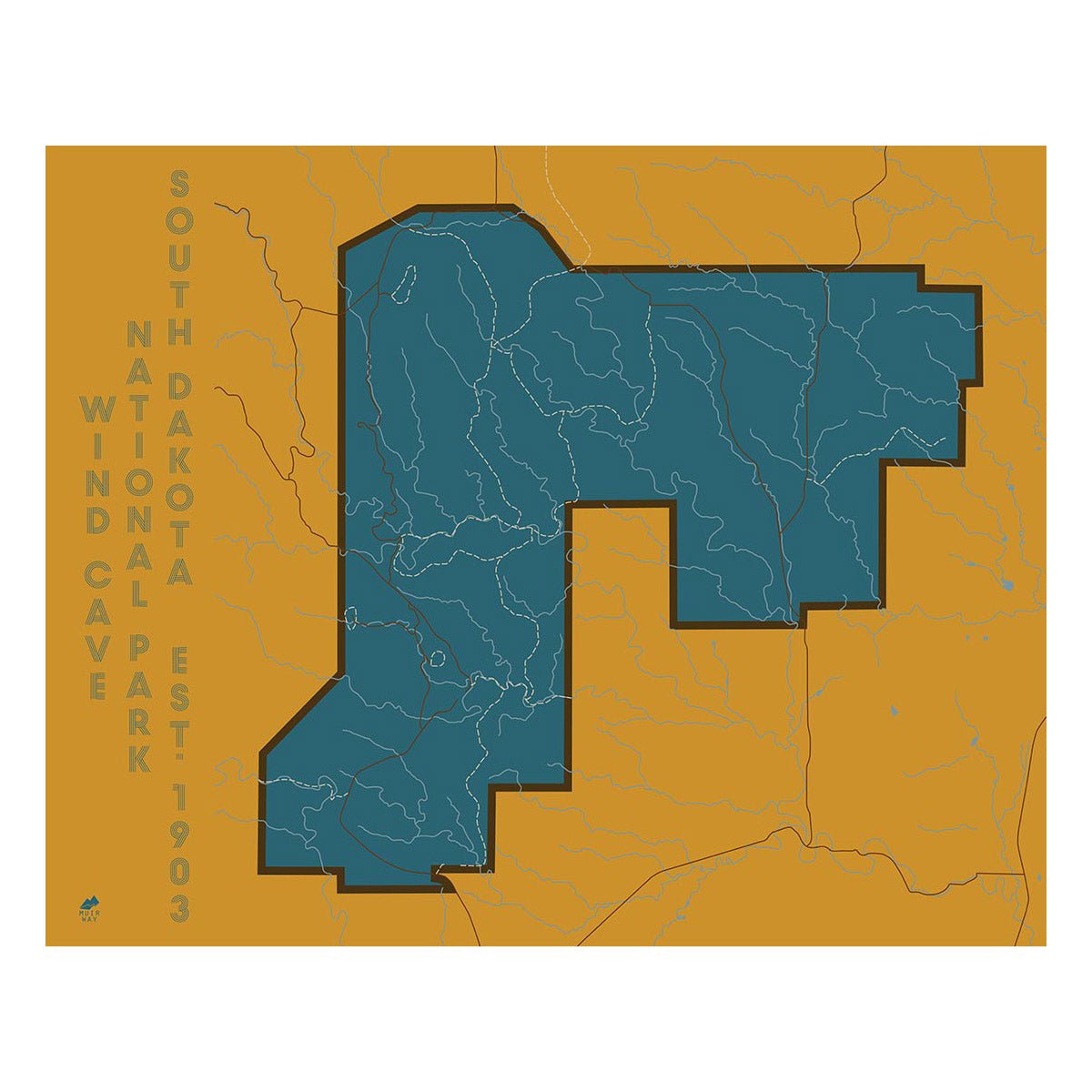 Wind Cave National Park Poster | National Park Map | Muir Way