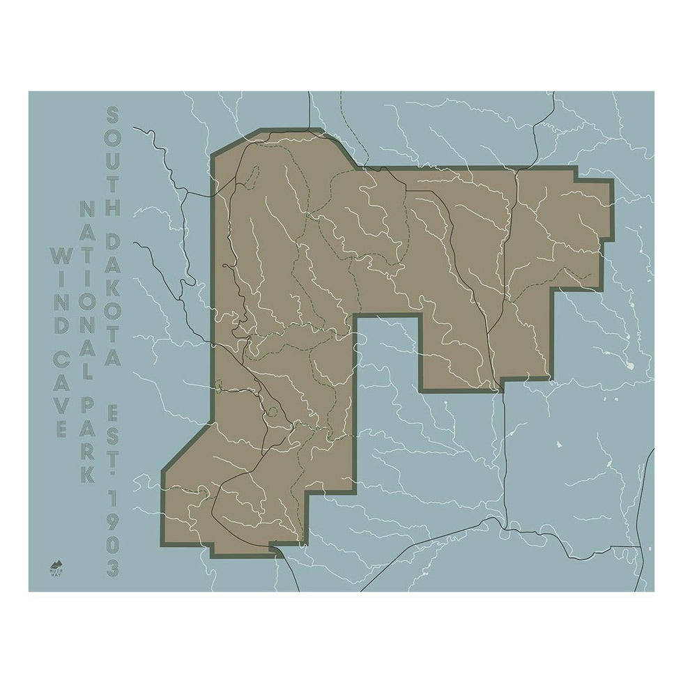Wind Cave National Park Poster | National Park Map | Muir Way