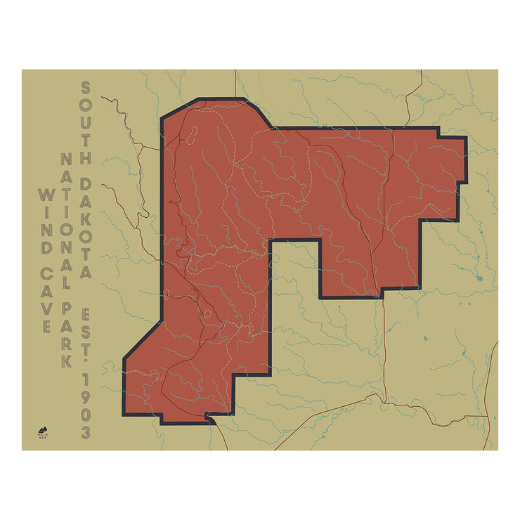 Wind Cave National Park Poster | National Park Map | Muir Way