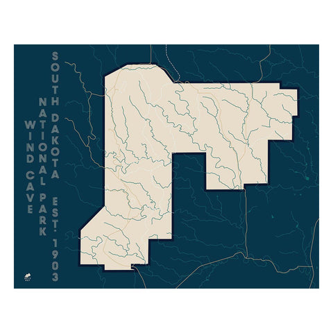 Wind Cave National Park Poster | National Park Map | Muir Way
