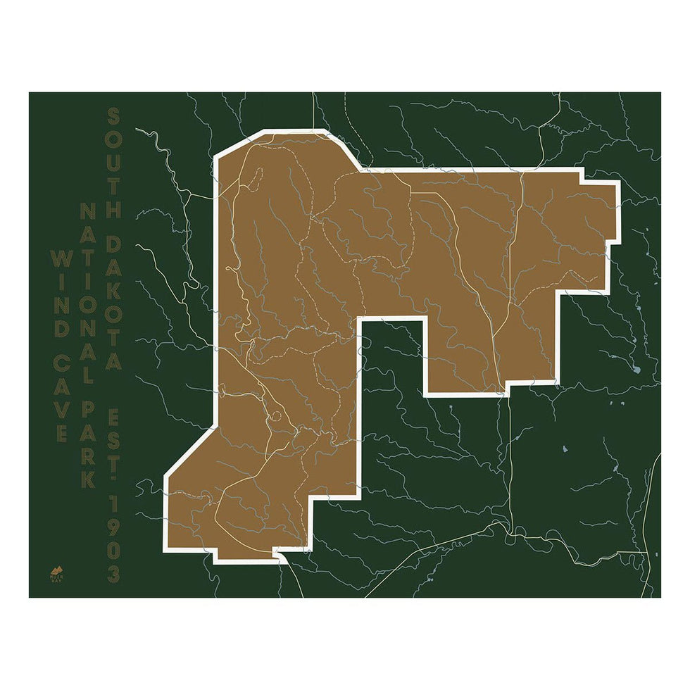 Wind Cave National Park Poster | National Park Map | Muir Way