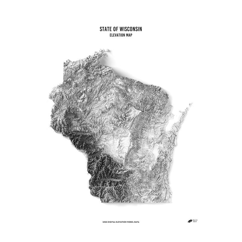 Wisconsin Elevation Map - Muir Way