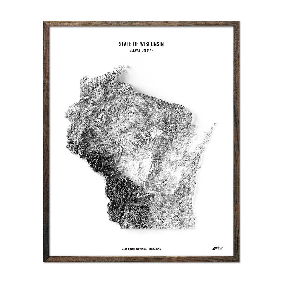 Shop Wisconsin relief maps, hydrological maps & elevation prints ...