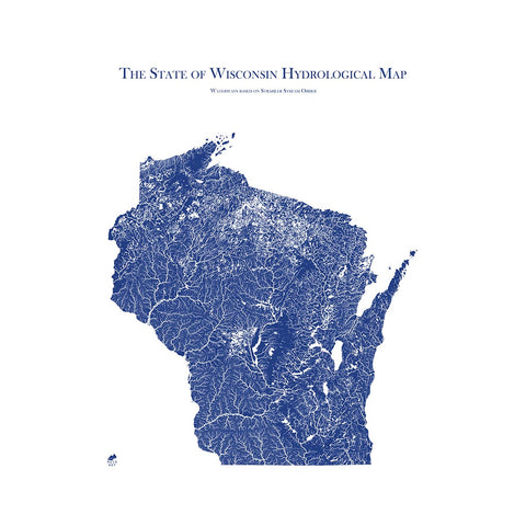 Wisconsin Hydrology Series Map | Map of rivers, streams & more – Muir Way